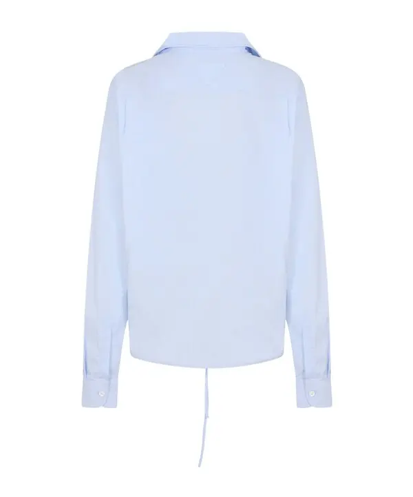 Prada Light Cotton Shirt With Lace-up Detail - Blue