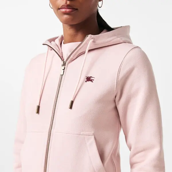 Burberry Zip-up Hooded Sweatshirt With Printed Design - No