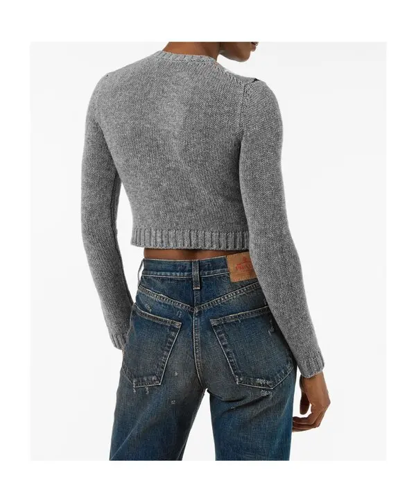 Prada Argyle Jacquard Cropped Knit Cardigan