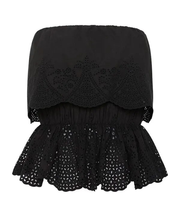 Posse Off-the-shoulder Eyelet Peplum Top
