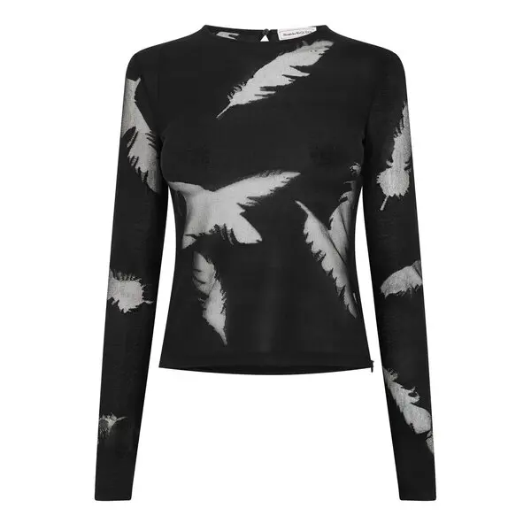 Alexander McQueen Ink Print Long-sleeve Cropped Top