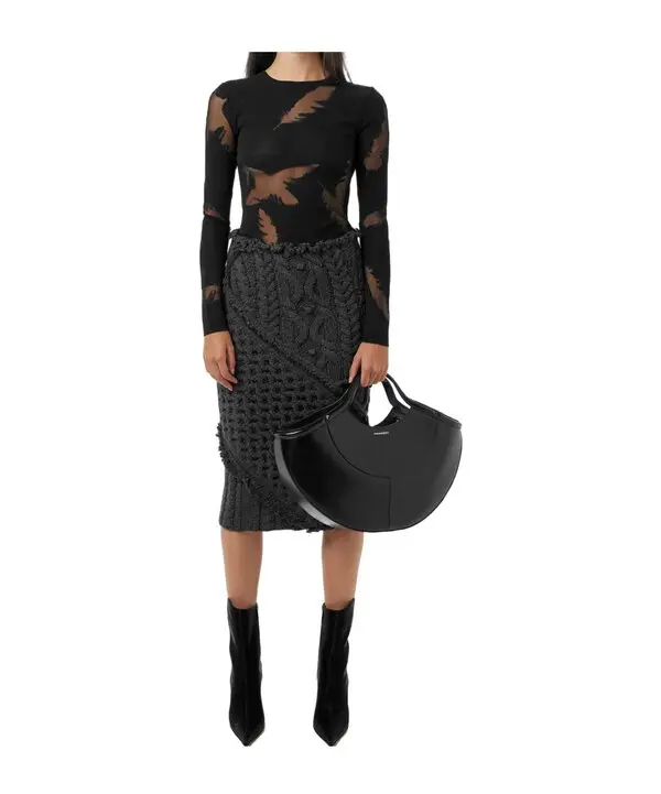 Alexander McQueen Ink Print Long-sleeve Cropped Top