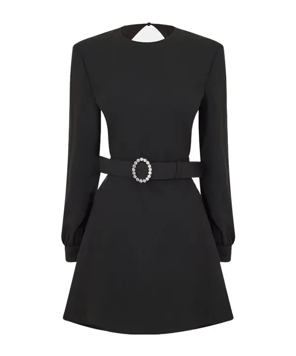 Saint Laurent Mini Dress With Embellished Belt And Open Back Detail