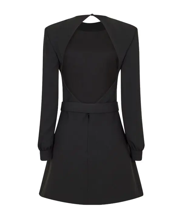 Saint Laurent Mini Dress With Embellished Belt And Open Back Detail