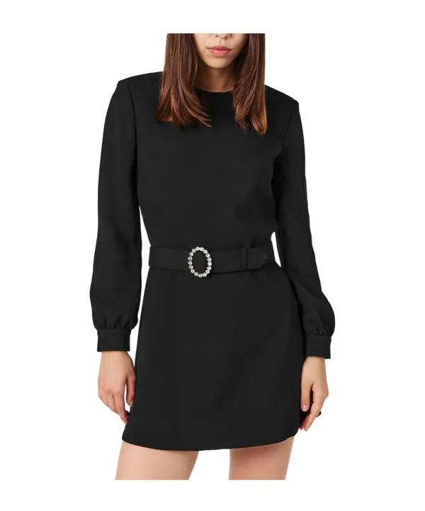 Saint Laurent Mini Dress With Embellished Belt And Open Back Detail