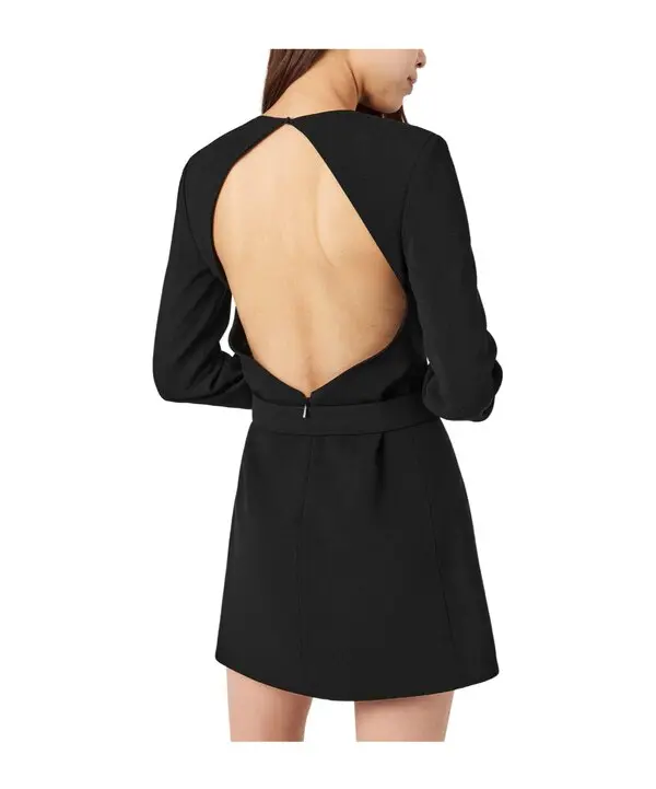 Saint Laurent Mini Dress With Embellished Belt And Open Back Detail