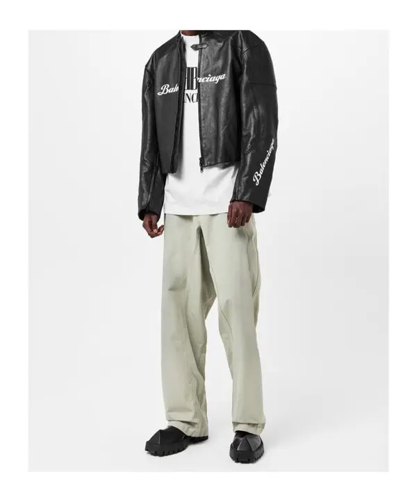 Balenciaga Logo Leather Biker Jacket