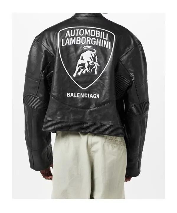 Balenciaga Logo Leather Biker Jacket
