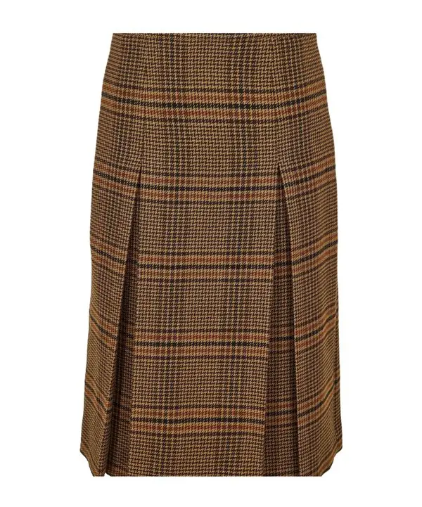 Saint Laurent Plaid Midi Skirt