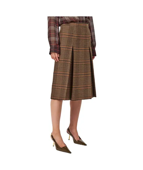 Saint Laurent Plaid Midi Skirt