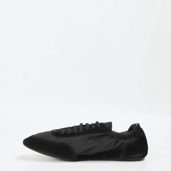 Prada Low-top Sneakers With Pointed Toe And Gathered Detail