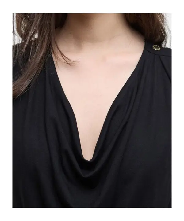 Barbour Saskia Drape Neck Top With Stud Embellishments - Black
