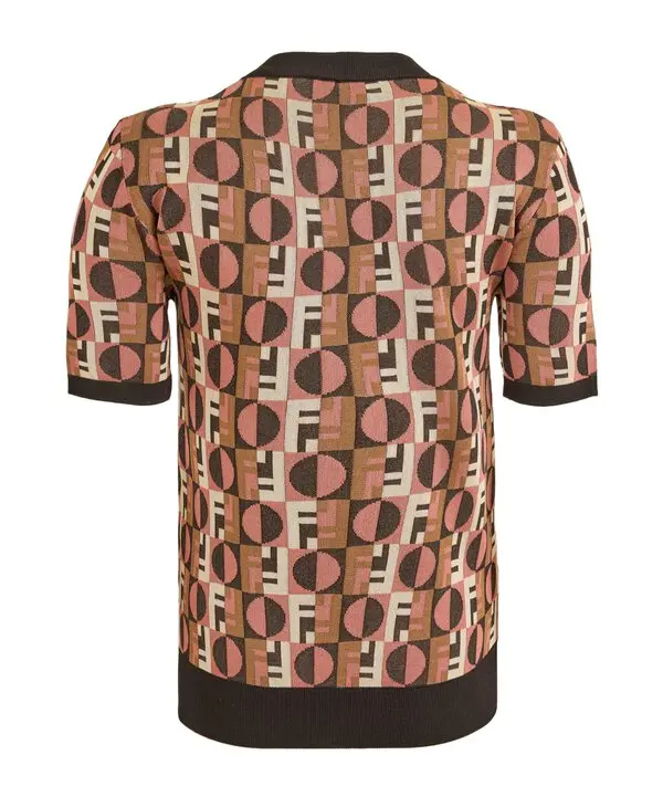 Fendi Monogrammed Short Sleeve Knit Top