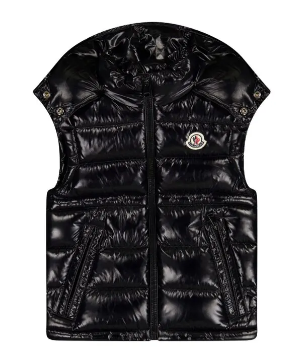 Moncler Quilted Zip Vest With Logo Patch