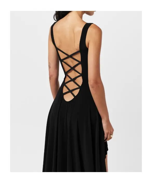 Norma Kamali Sleeveless Asymmetrical High-low Dress With Open Back And Cut-out Details