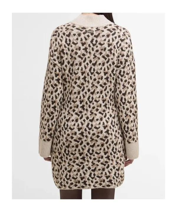 Barbour International Juliana Leopard Print Wool-blend Knit Mini Dress