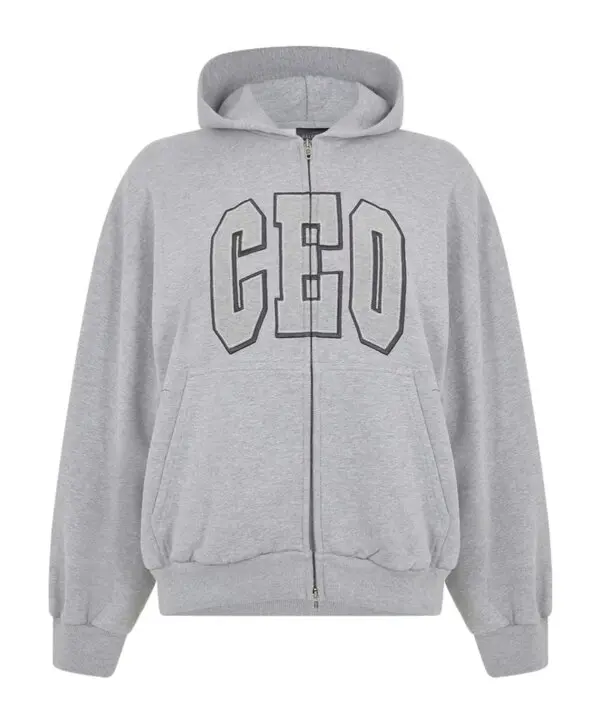 Balenciaga Ceo Zip-up Hoodie - Gray