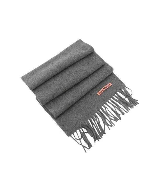 Acne Studios Logo Patch Fringed Edge Scarf