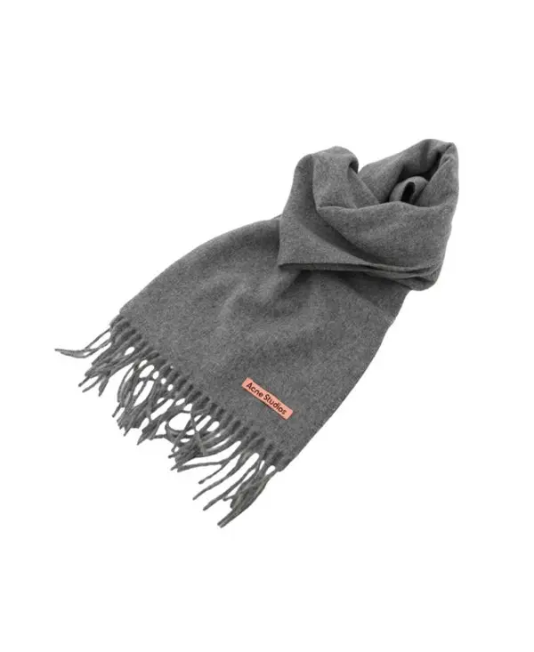Acne Studios Logo Patch Fringed Edge Scarf