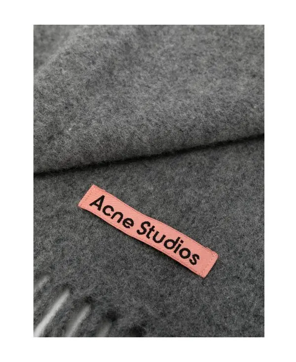 Acne Studios Logo Patch Fringed Edge Scarf