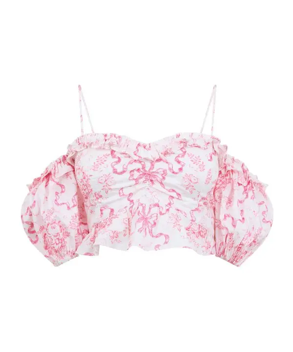 LoveShackFancy Off-the-shoulder Printed Tank Top - Pink