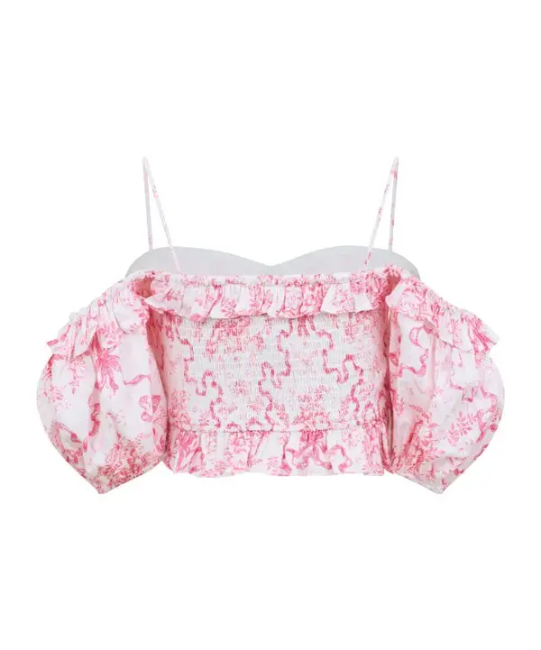 LoveShackFancy Off-the-shoulder Printed Tank Top