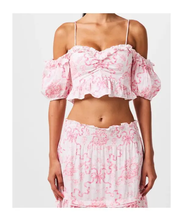 LoveShackFancy Off-the-shoulder Printed Tank Top