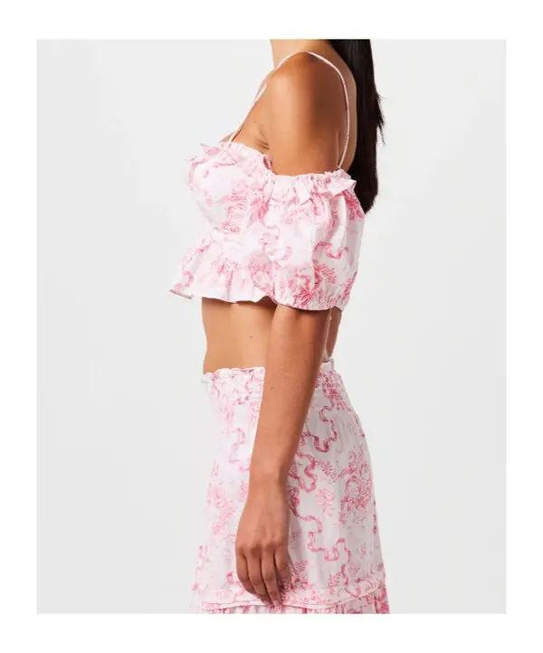 LoveShackFancy Off-the-shoulder Printed Tank Top
