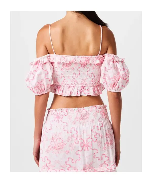 LoveShackFancy Off-the-shoulder Printed Tank Top