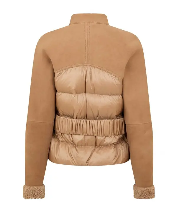Moncler Suede Jacket With Shearling Trim