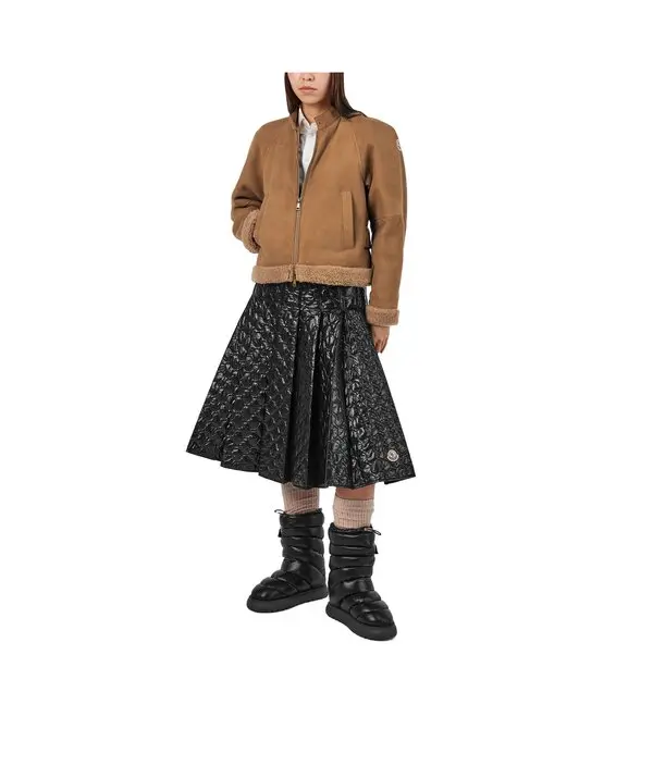 Moncler Suede Jacket With Shearling Trim