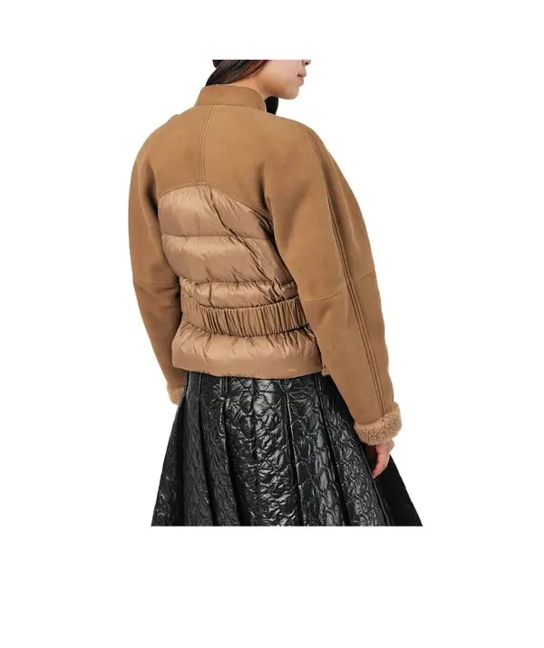 Moncler Suede Jacket With Shearling Trim