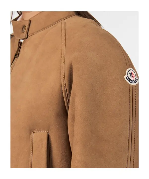 Moncler Suede Jacket With Shearling Trim