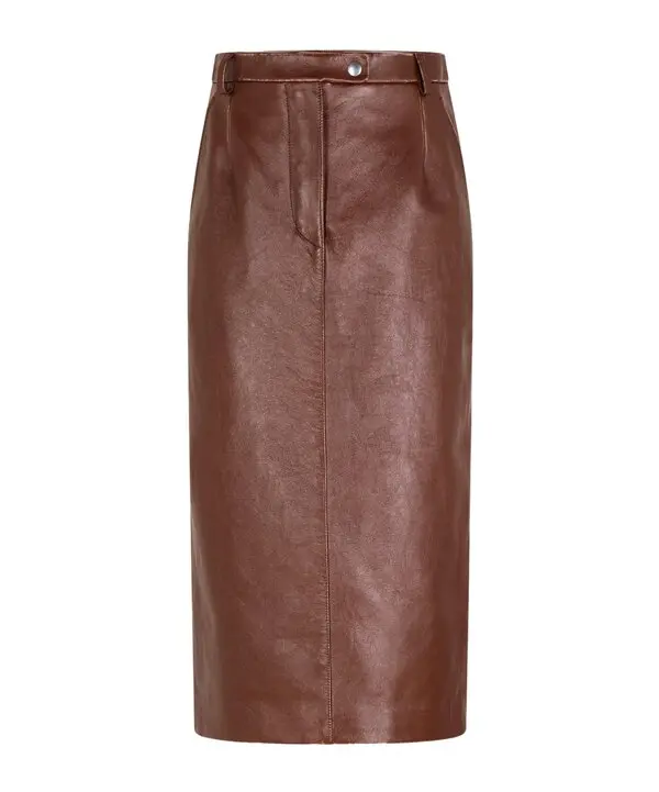 Prada Leather Midi Skirt