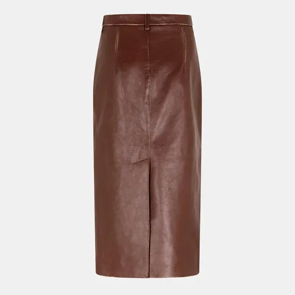 Prada Leather Midi Skirt