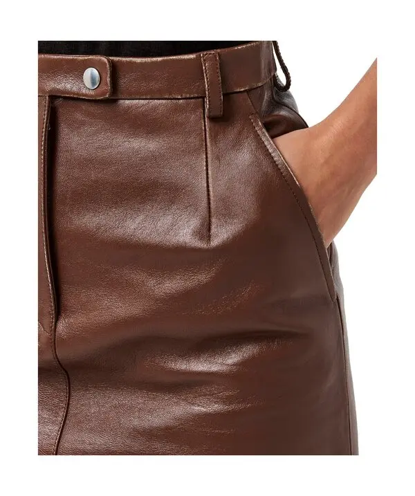 Prada Leather Midi Skirt