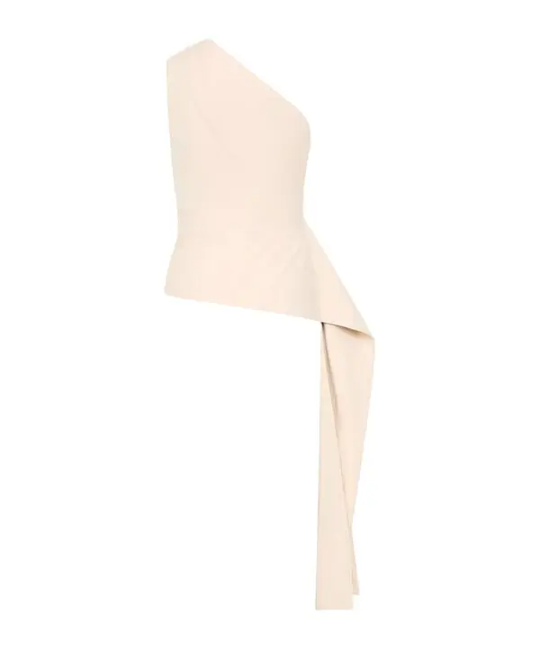 ST. AGNI High-neck Draped One-shoulder Blouse - Nude