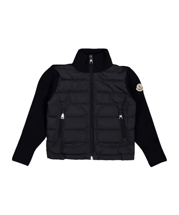 Moncler Quilted Zip-up Jacket With Logo Patch