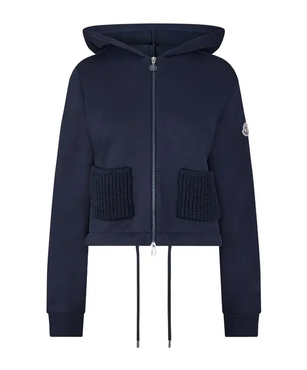 Moncler Zip-up Cropped Hoodie With Ribbed Pockets