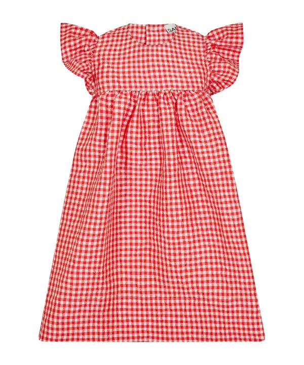 GANNI Ruffled Gingham Mini Dress - No