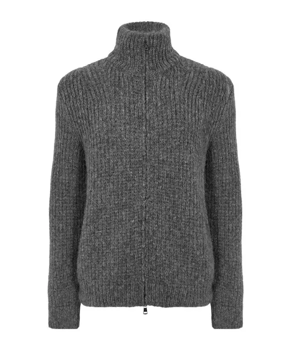 Moncler Ribbed Knit Zip Cardigan