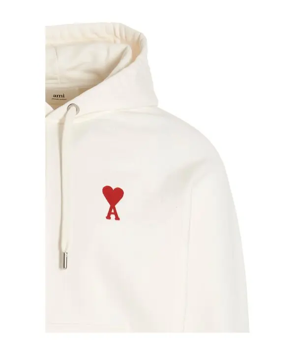 AMI Paris De Coeur Embroidered Hoodie - White