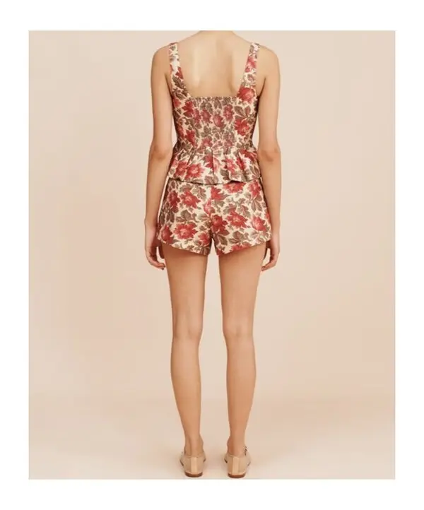 Posse Sleeveless Floral Print Peplum Top