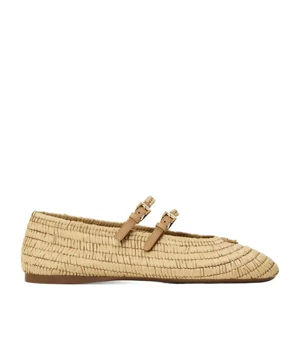Prada Rafia Woven Ballet Pumps