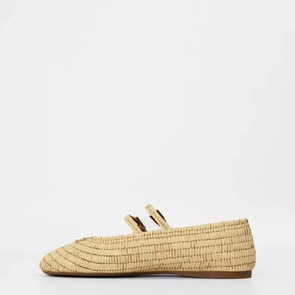 Prada Rafia Woven Ballet Pumps
