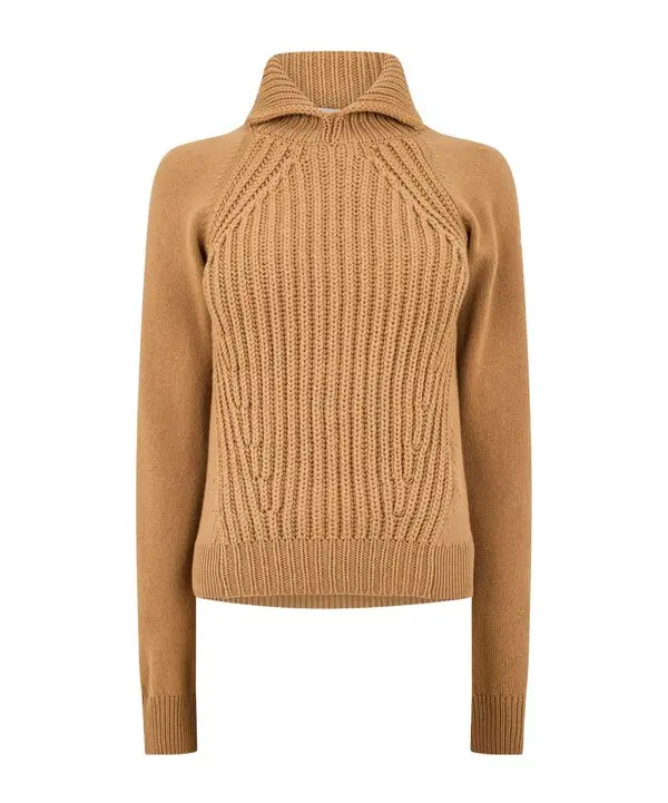 Moncler Ribbed Knit Sweater With Fold-over Collar