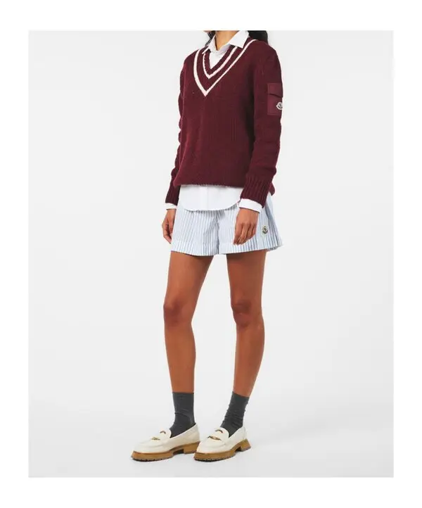 Moncler Striped Logo Patch Shorts - White
