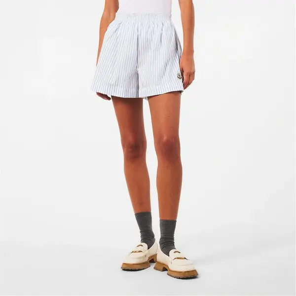 Moncler Striped Logo Patch Shorts - White