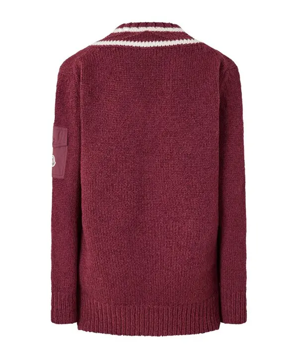 Moncler V-neck Knitted Sweater - Red