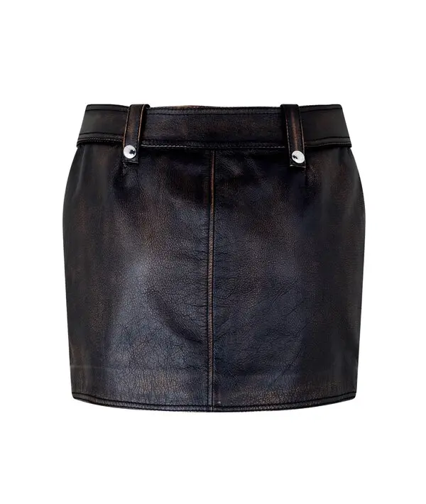 Alexander McQueen Distressed Leather Mini Skirt